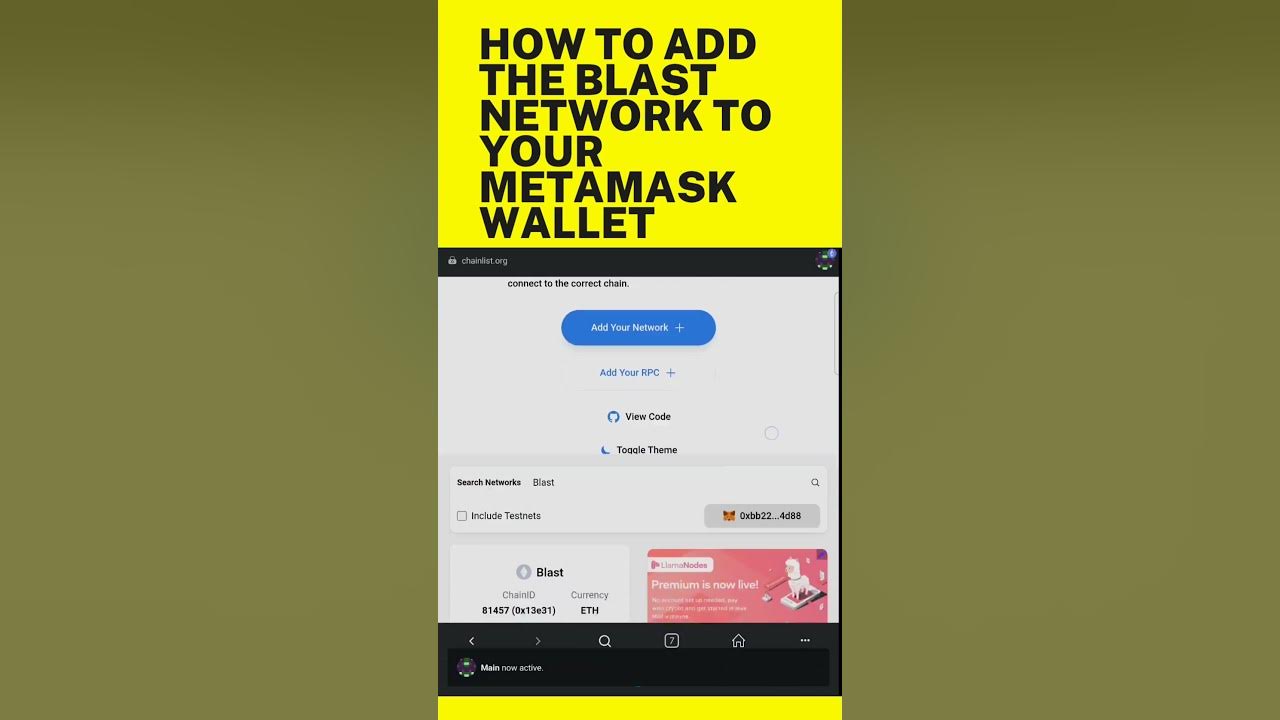 How to Add the Blast Layer 2 Network to Metamask Wallet #crypto #trading - YouTube