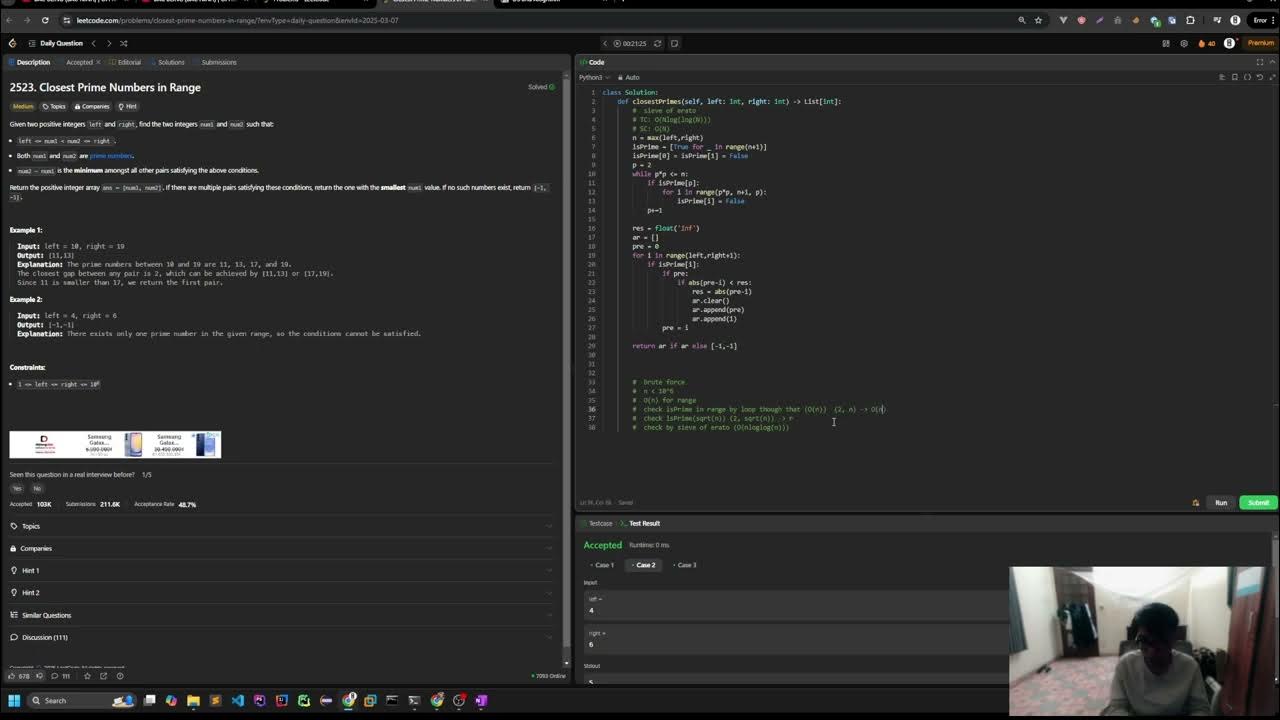 2523. Closest Prime Numbers in Range | Leetcode - YouTube