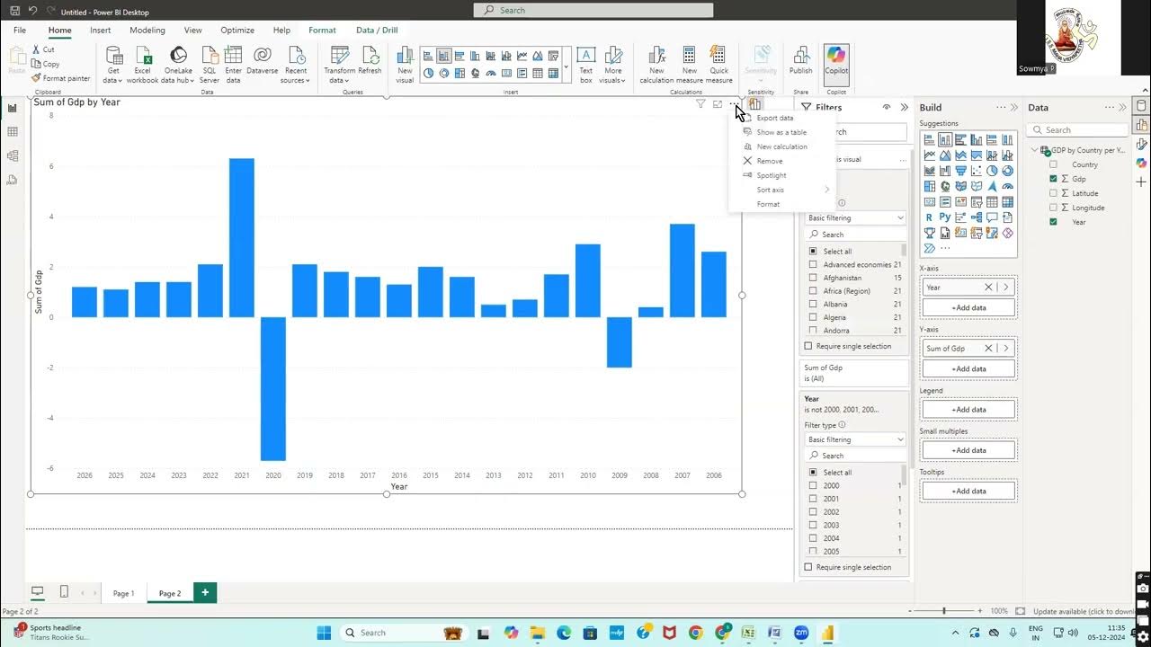 Data Visualization Lab(BAIL504) Tableau- GDP Dataset- All Query - YouTube