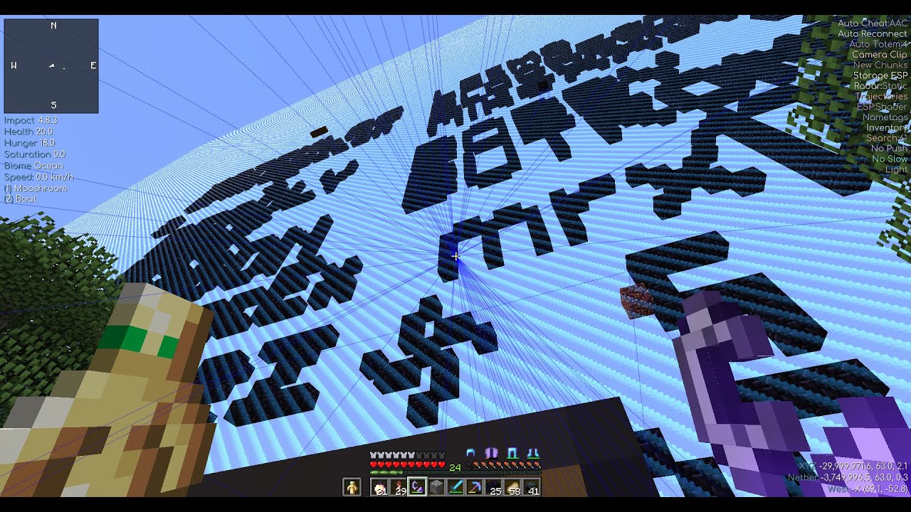 Minecraft 2b2t - World border -X - YouTube