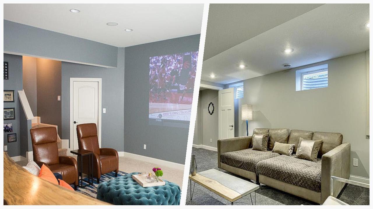 75 Modern Gray Basement Design Ideas You'll Love ⭐ - YouTube