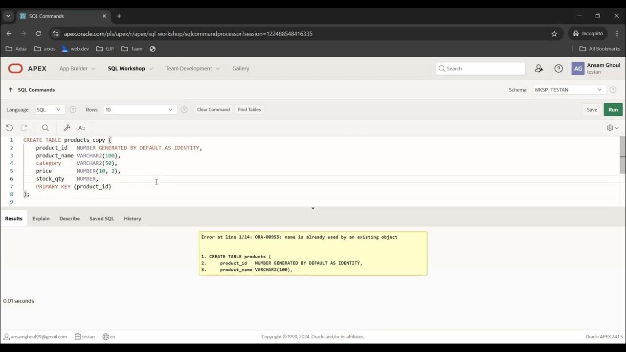 Oracle APEX - SQL Commands - YouTube