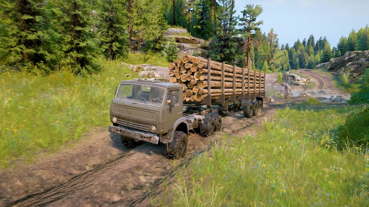 Azov 41303 | Transporting a logs | snowrunner - YouTube