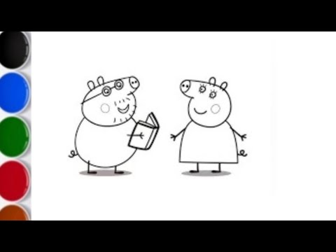 How to draw dadpig ️🐷🐷| easy dad pig coloring | easy coloring |step-by ...