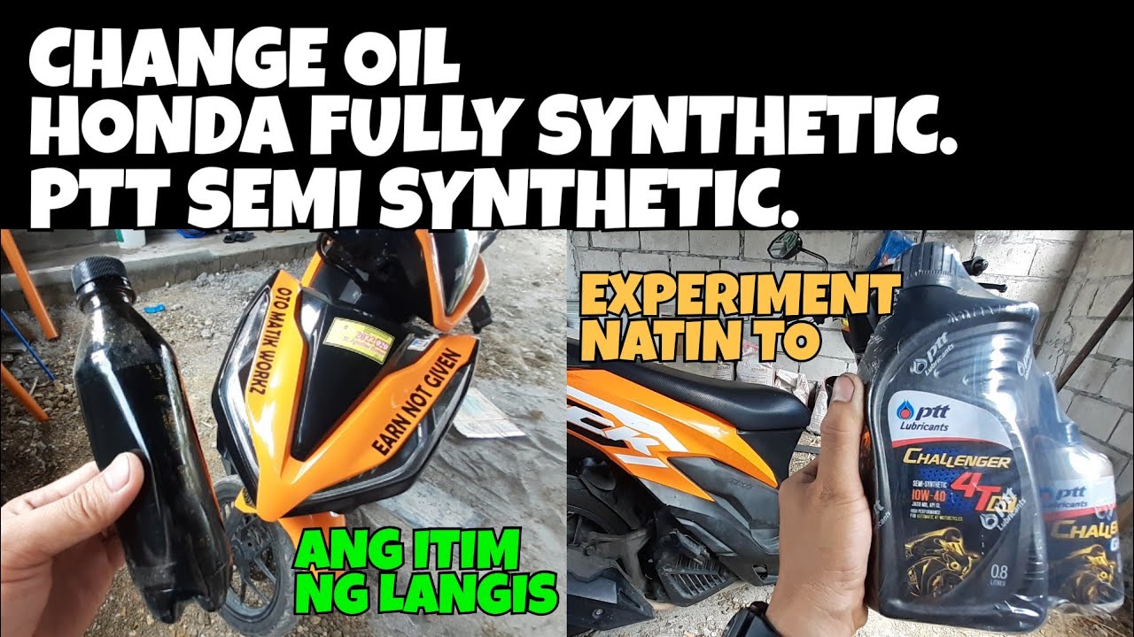 CHANGE OIL PTT ENGINE OIL AT HONDA ENGINE OIL EXPIREMENT // HONDA CLICK ...
