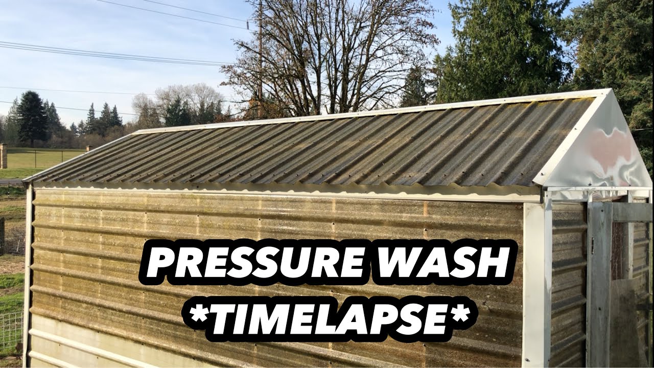 Pressure washing an old greenhouse. Start to finish - SO SATISFYING ...