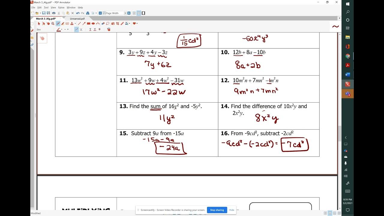 Add, subtract, multiply monomials - YouTube