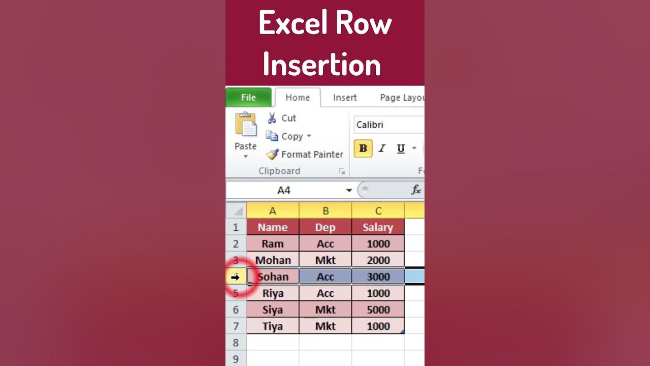 Ms Excel Row Insert Trick Excel Youtube