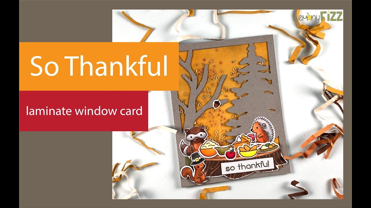 So Thankful Card with Glitter Sequin Window - YouTube