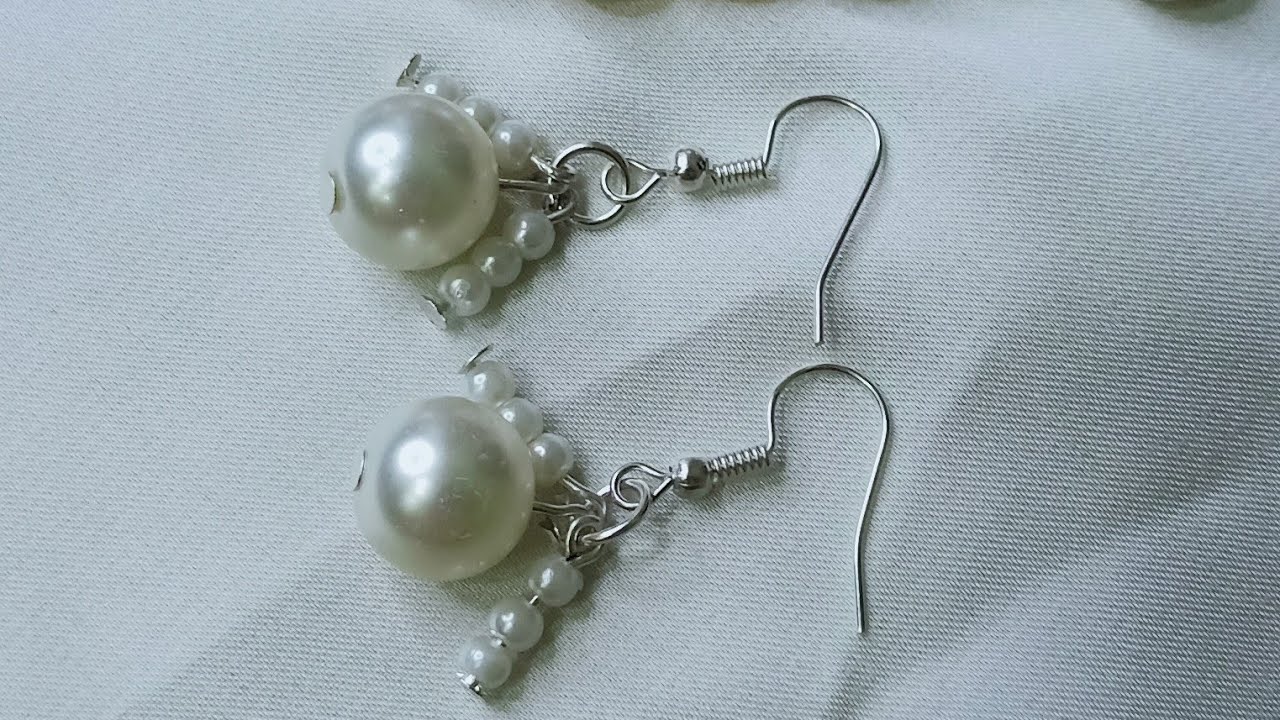 How to make pearl earrings|at home|for beginners|easiest earrings|just ...