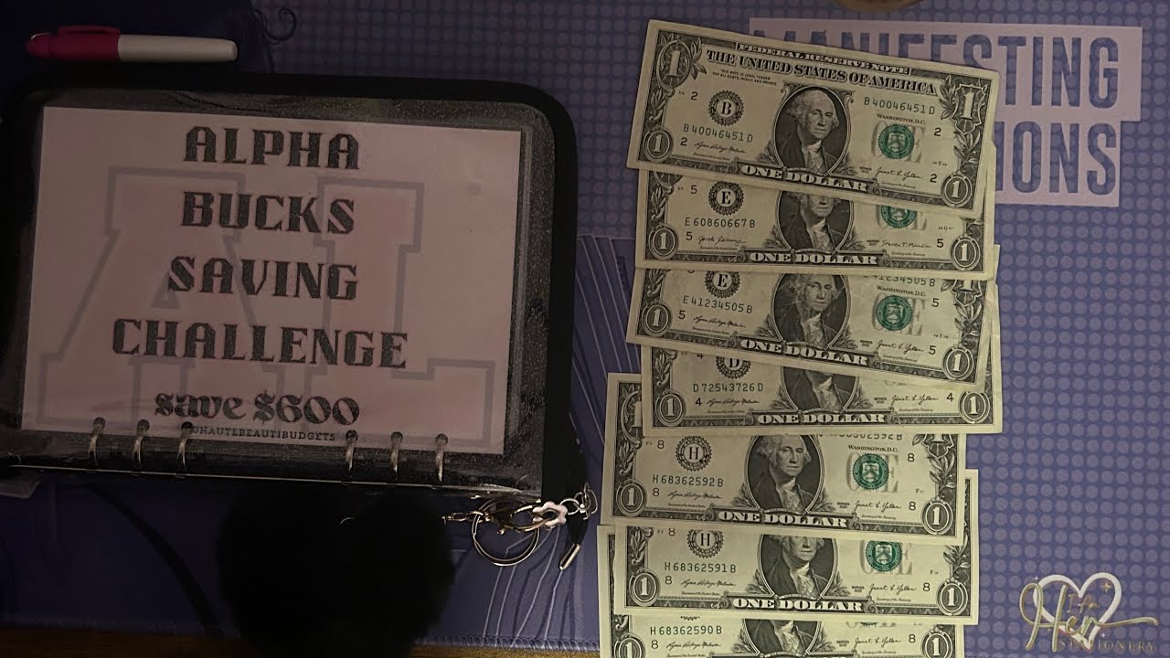 Starting another saving challenge Alpha Bucks saving challenge. Cash stuffing $7 dollars - YouTube