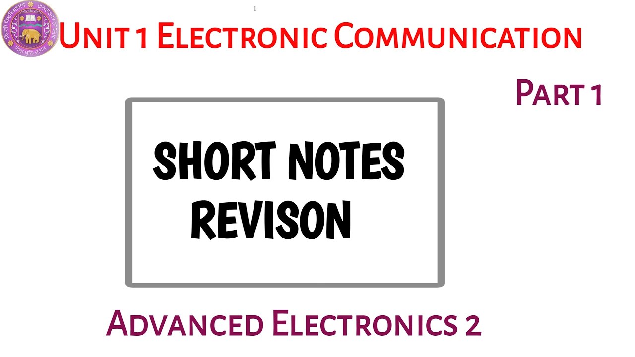 Unit 1 Electronic Communication Part 1 Short discussion with Short ...