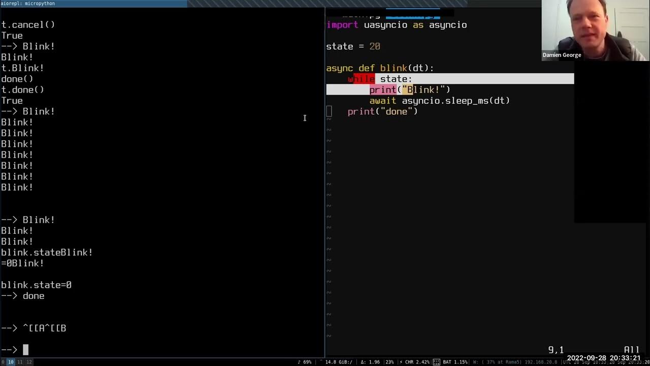 Demonstrating AIOREPL September 2022 Melbourne MicroPython Meetup - YouTube
