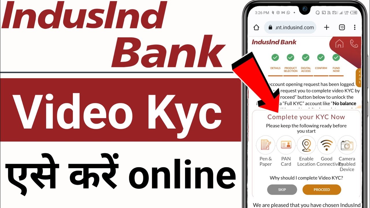 Indusind bank Video Kyc kaise kare online | indusind bank full kyc ...