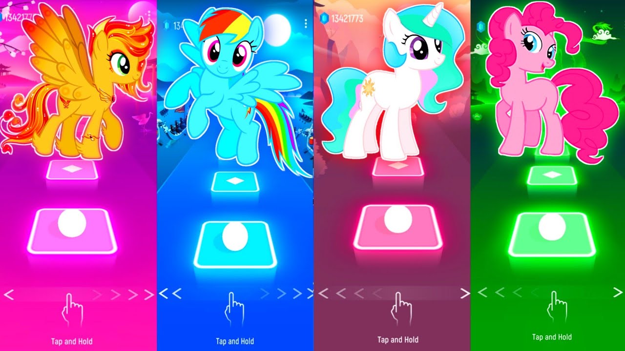 My Little Pony in Tiles Hop - Fluttershy vs Rainbow Dash vs Flurry ...
