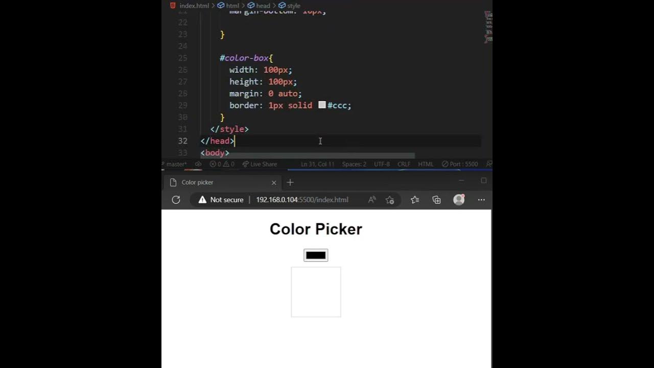 Implement Color Picker using HTML and JavaScript. #shortsfeed #web #subscribe - YouTube