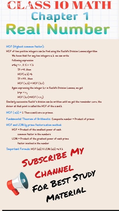 Class 10 Maths Chapter 1 | Real Numbers |Formula Sheet|#cbseclass10 # ...