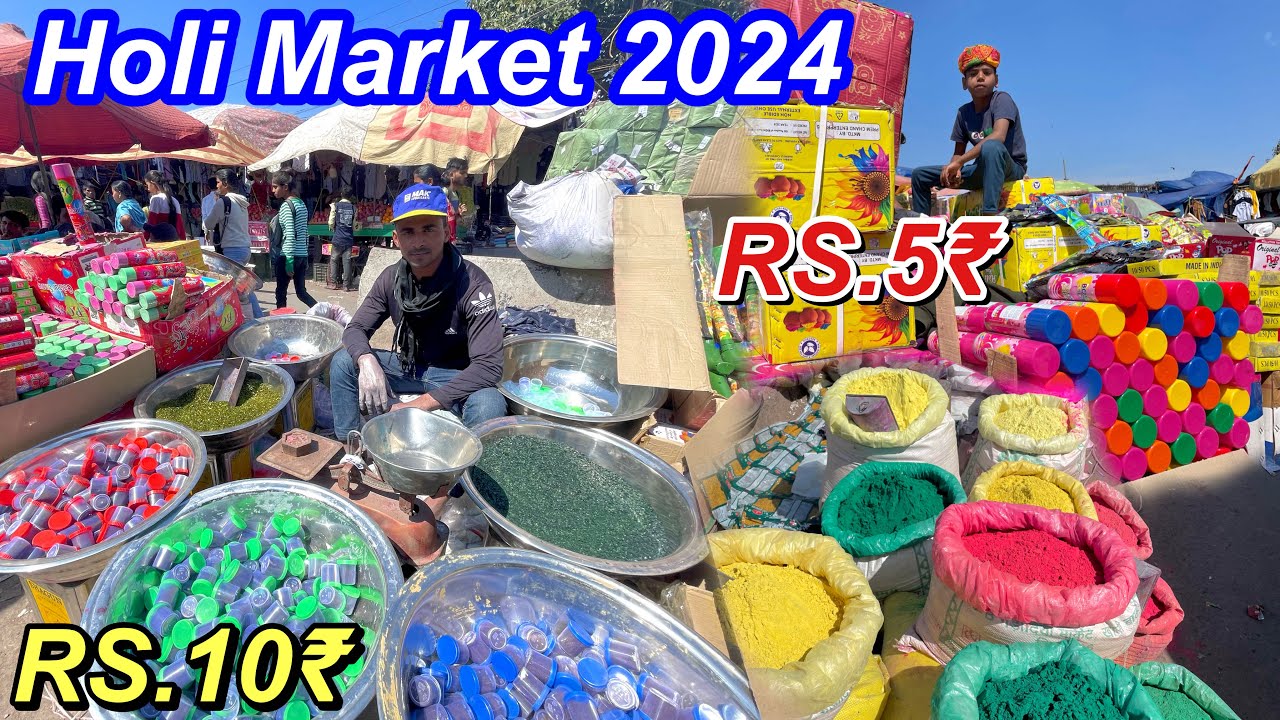 Cheapest Holi Market | Exploring Gulal,Colour,Pichkari, Balloon ₹1RS ...