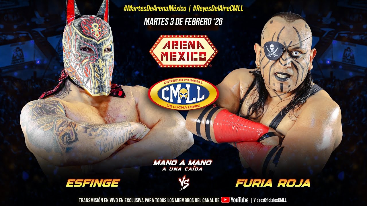 CMLL HIGHLIGHTS 3 DE FEBRERO ´26 || FURIA ROJA VS ESFINGE - YouTube