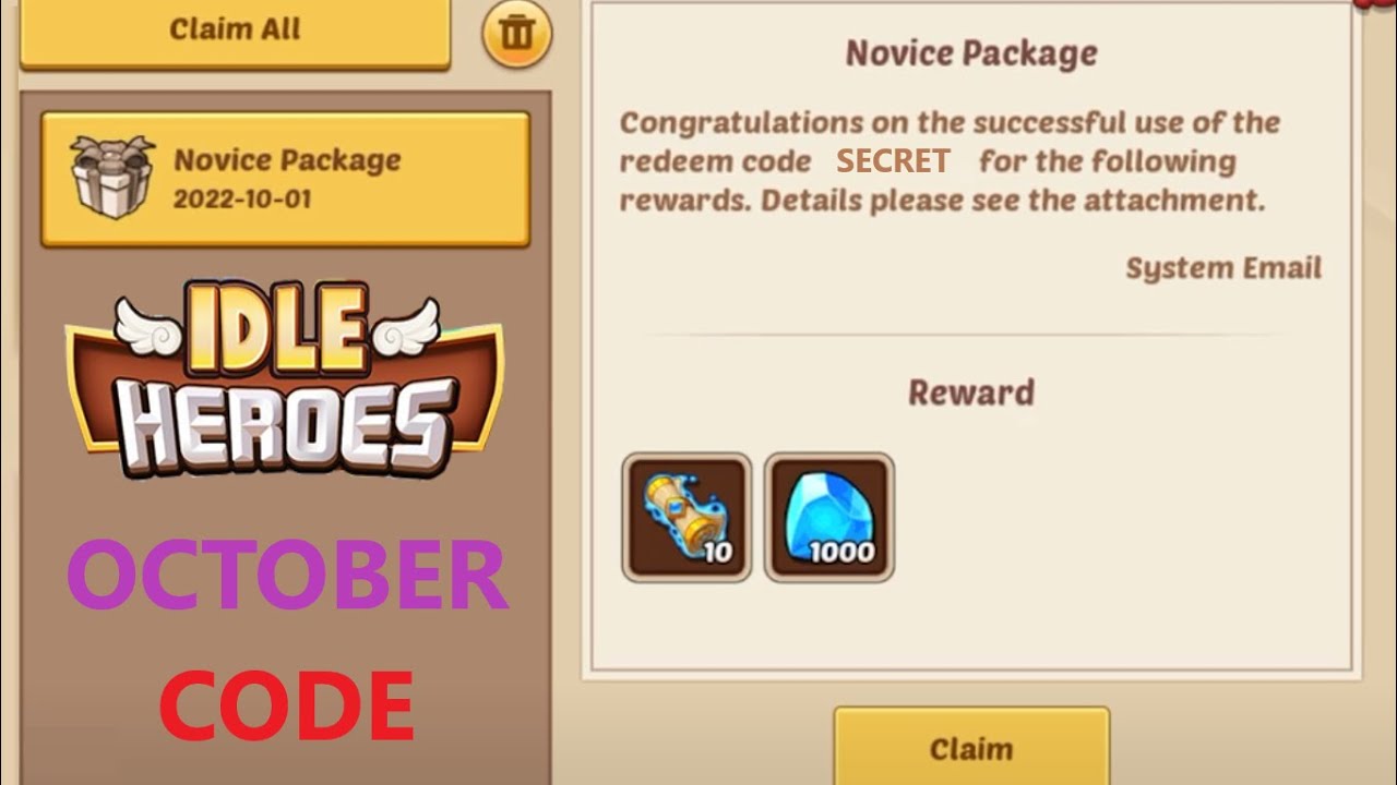 SECRET IDLE HEROES OCTOBER CODE CRACKED! - YouTube