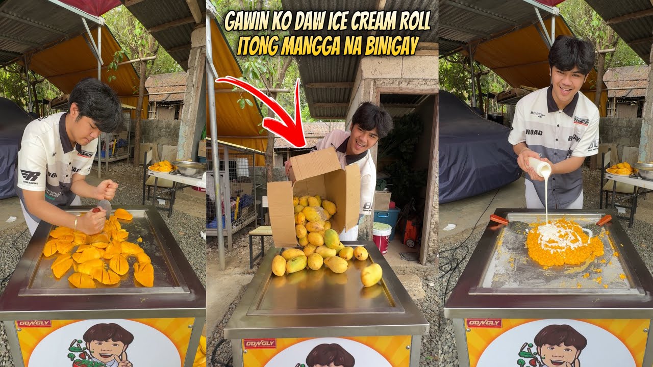 MAY NAG PADALA NG MARAMING MANGO GAWIN KODAW ICE CREAM ROLL GAMIT TONG ...
