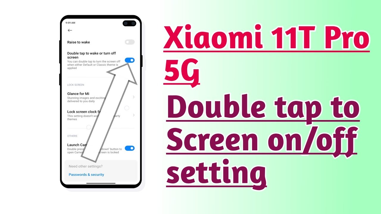 Xiaomi 11T Pro 5G Double tap to Screen on/off setting - YouTube