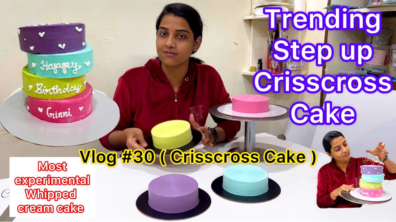 Whipped cream crisscross cake || step up most experimental cake || # ...