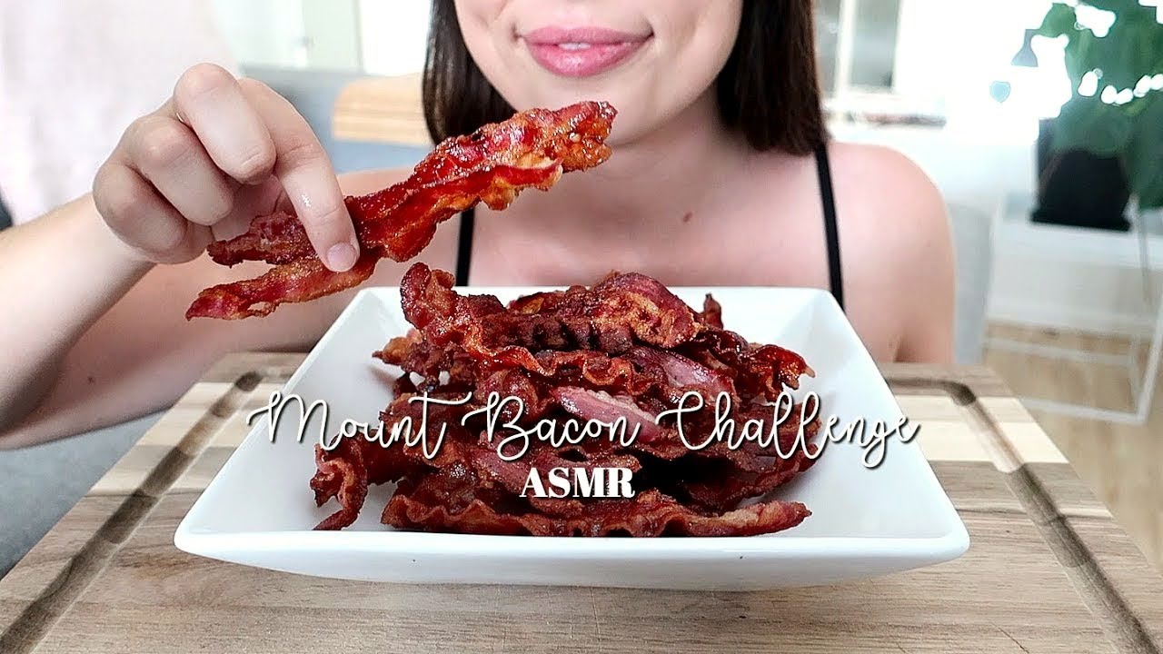 Asmr Mount Bacon Challenge 40 Pieces Of Bacon Crispy Eating Sounds
