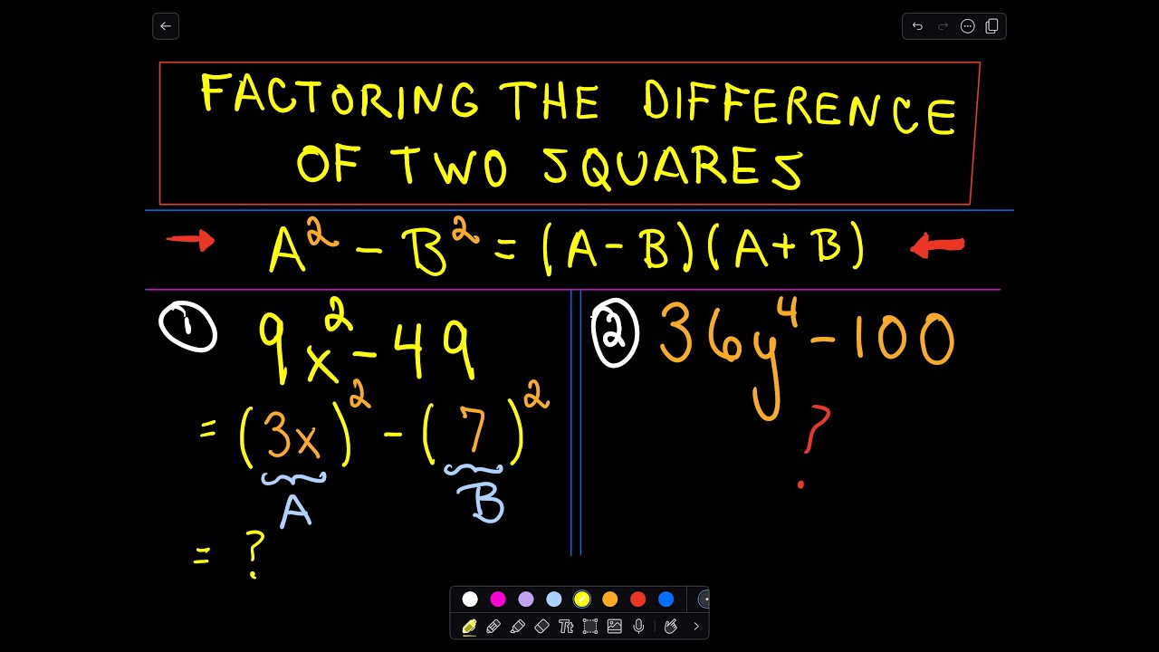 Factoring The Difference Of Two Squares Ex 1 YouTube Factoring The Difference Of Two Squares Ex 1 YouTube