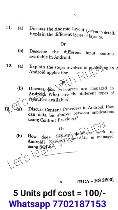 Mobile application development using Android qsn paper degree 4th sem 2025 #andhrauniversity # ...
