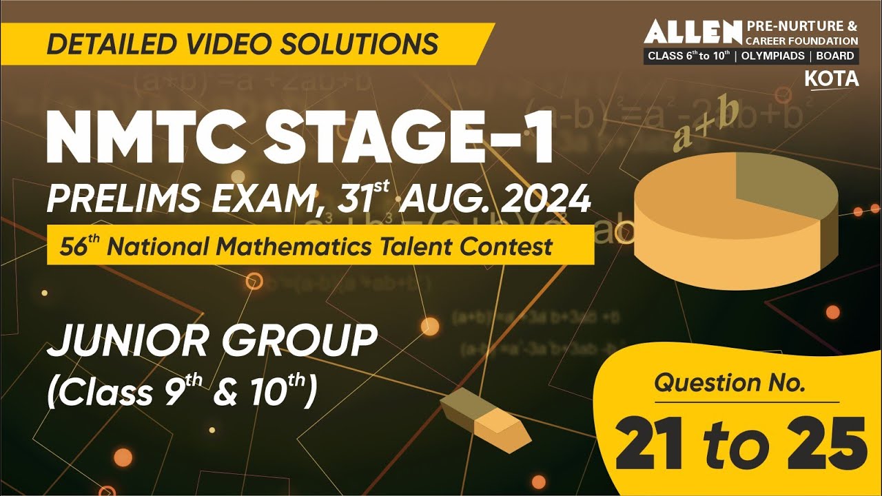NMTC STAGE-1 2024 Video Solution | Junior Group (Class 9th & 10th ...