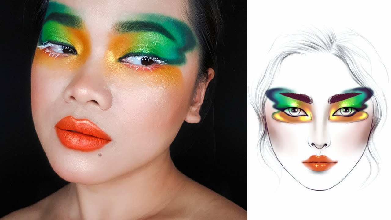 From Face Chart To Life | A Gradient Monarch Makeup - YouTube