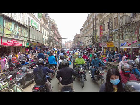 Massive traffic jam | Kathmandu City Driving Tour - Virtual Driving Tour Nepal | Binaural road Sound
