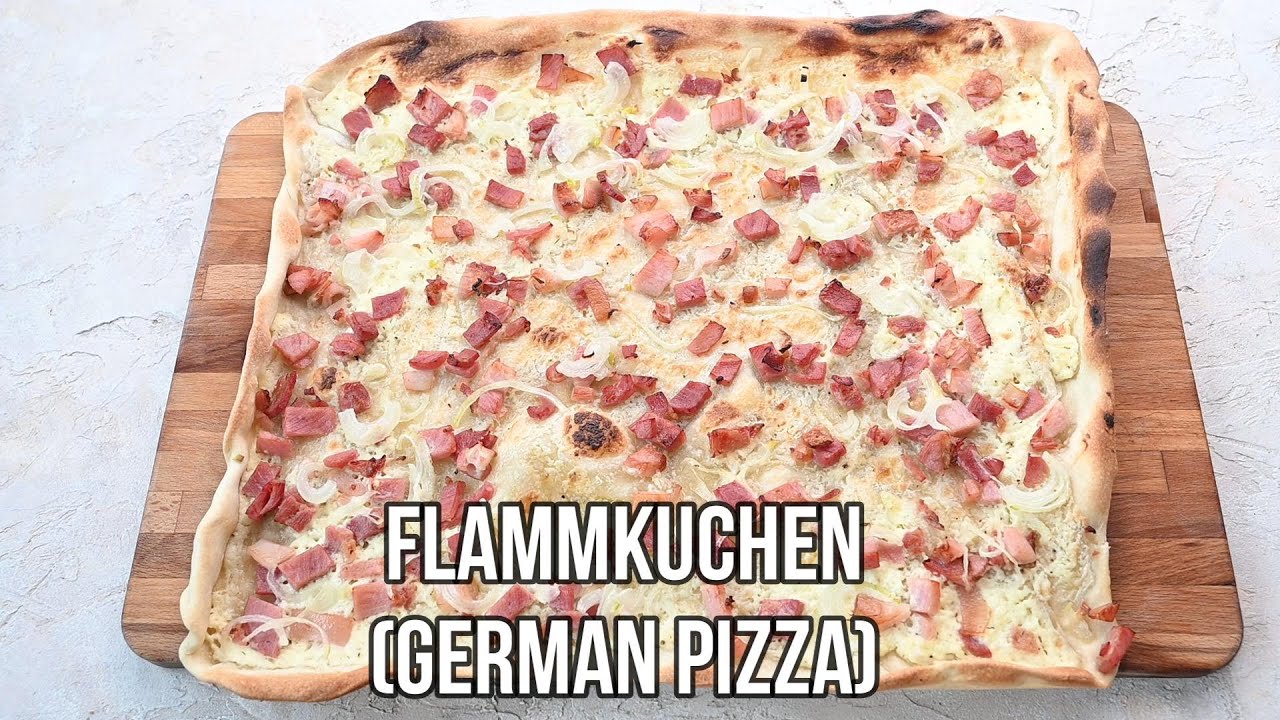 Flammkuchen – German pizza with bacon and onions - YouTube