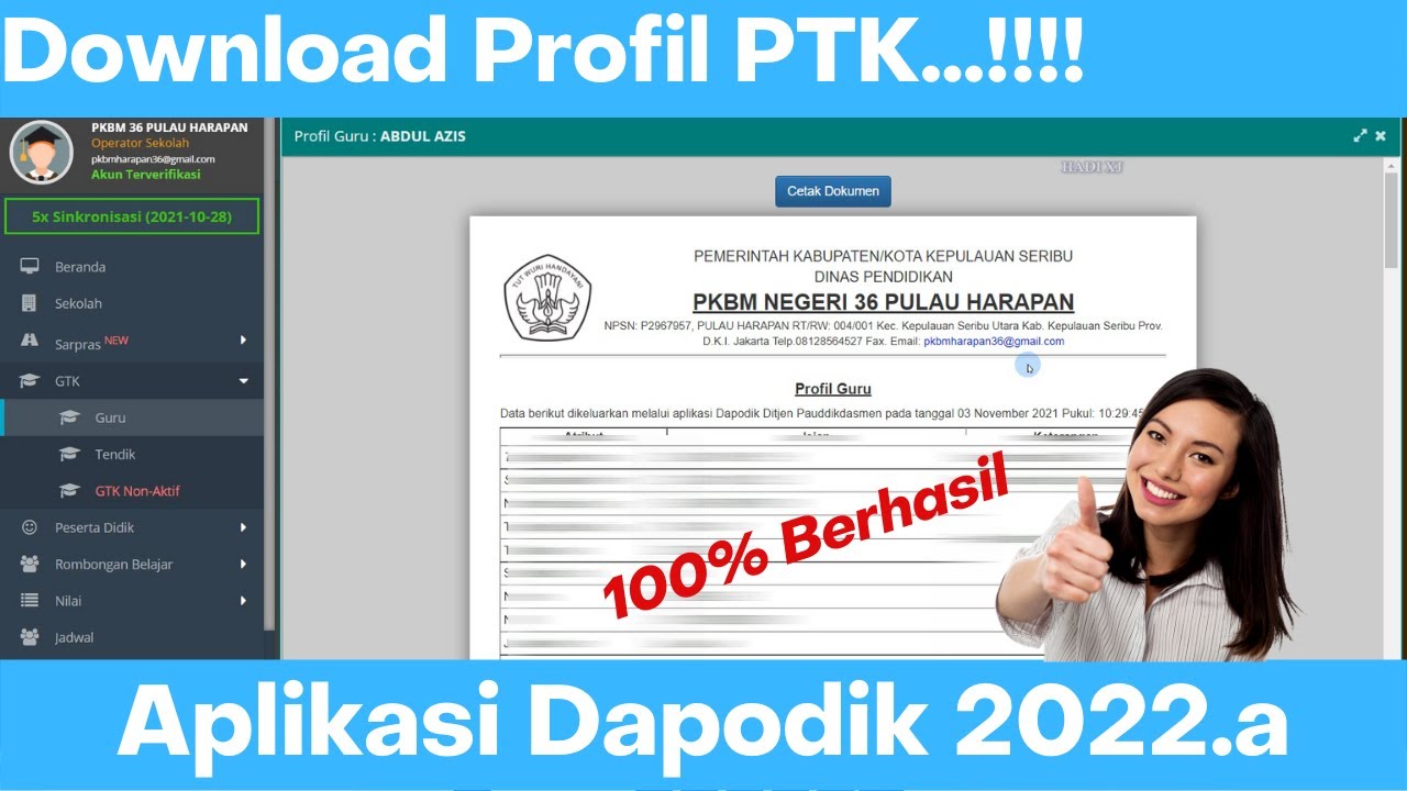 Cara Download Profil PTK di Aplikasi Dapodik 2022.a - YouTube
