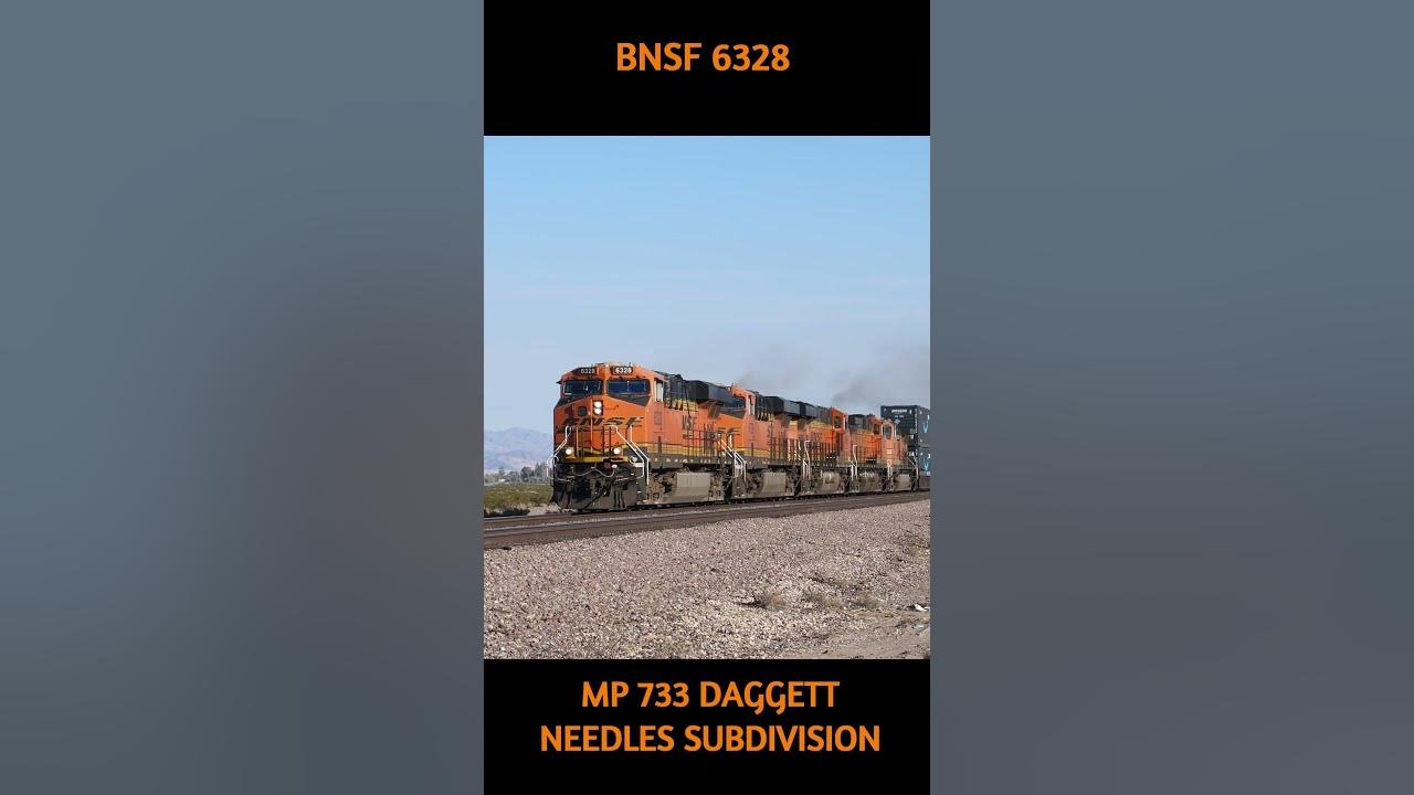 BNSF 6328 WB MP 733 NEEDLES SUB DAGGETT 11-29-2023 #railfreight #railway #automobile - YouTube