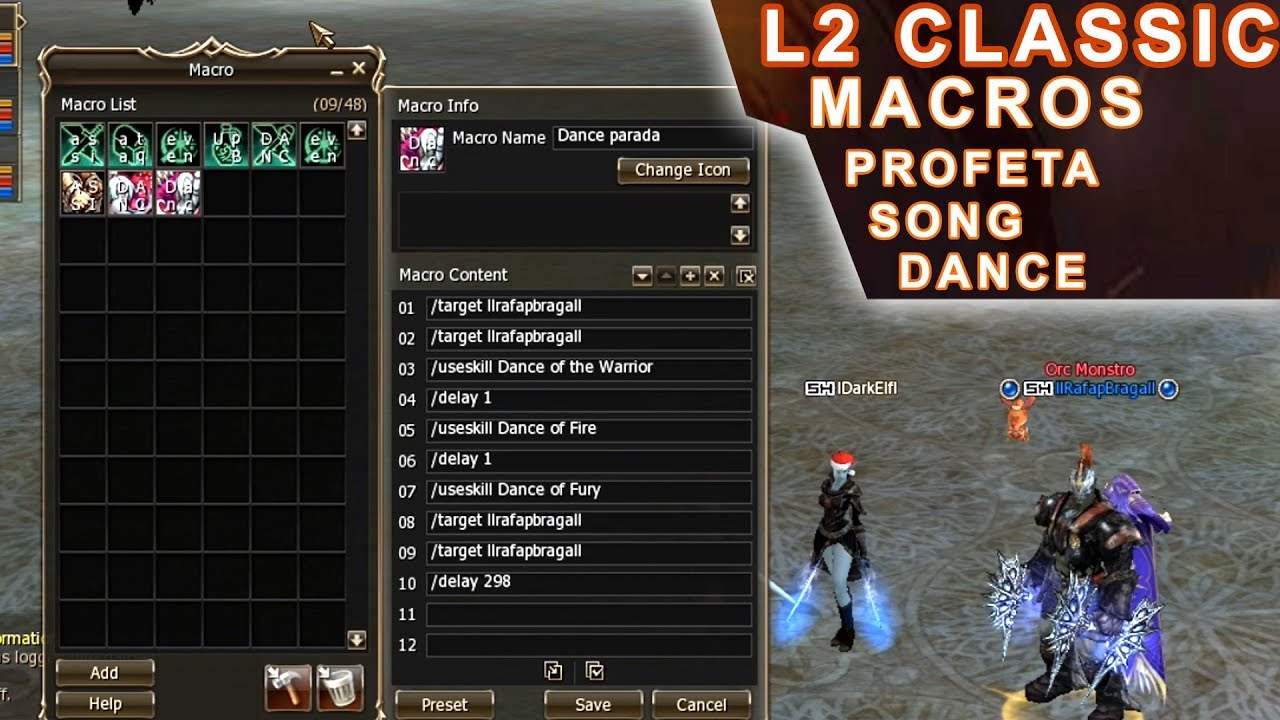 Lineage 2 Classic NA - Minhas Macros de Profeta, Song e Dance para Upar ...