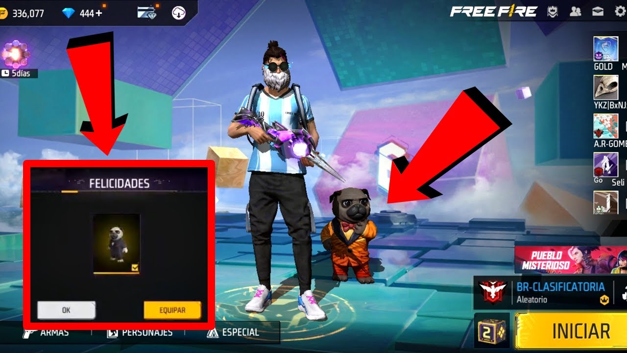 YA SALIO! COMO RECLAMAR LA NUEVA MASCOTA CARLINO EL PUG EN FREE FIRE ...