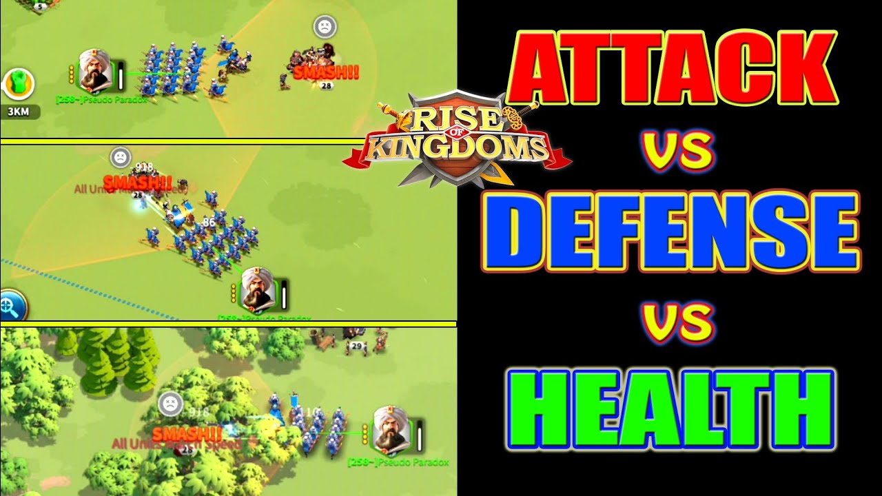 Attack vs Defense vs Health in Rise of Kingdoms - YouTube