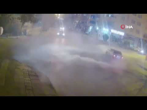 Cadde ortasında defalarca drift yaptı