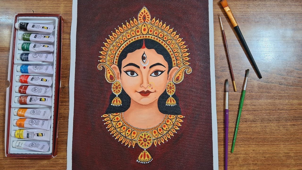 Maa Durga Acrylic Painting / Maa Durga Canvas Painting / Acrylic ...