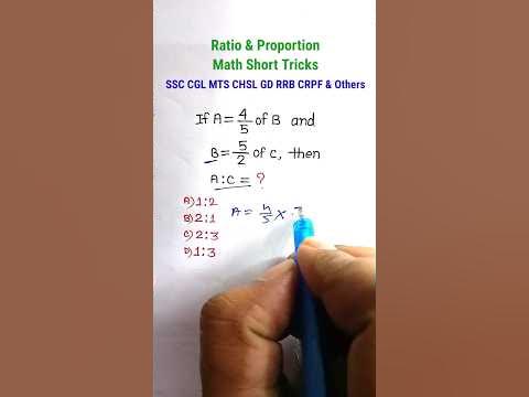 Ratio Proportion | Ratio & Proportion Math Tricks| SSC CGL MTS CHSL WB PSC FOOD || #shorts - YouTube
