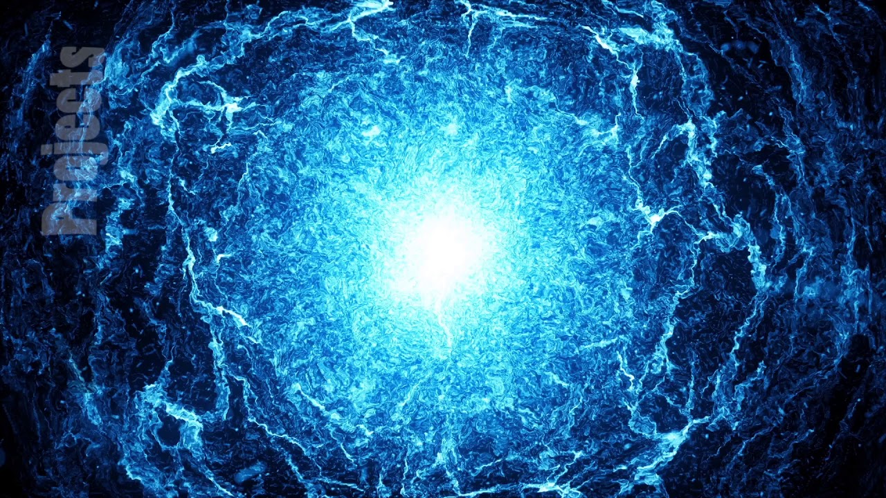 Big bang, big blue explosion in the space. Big bang, beginnings of the ...