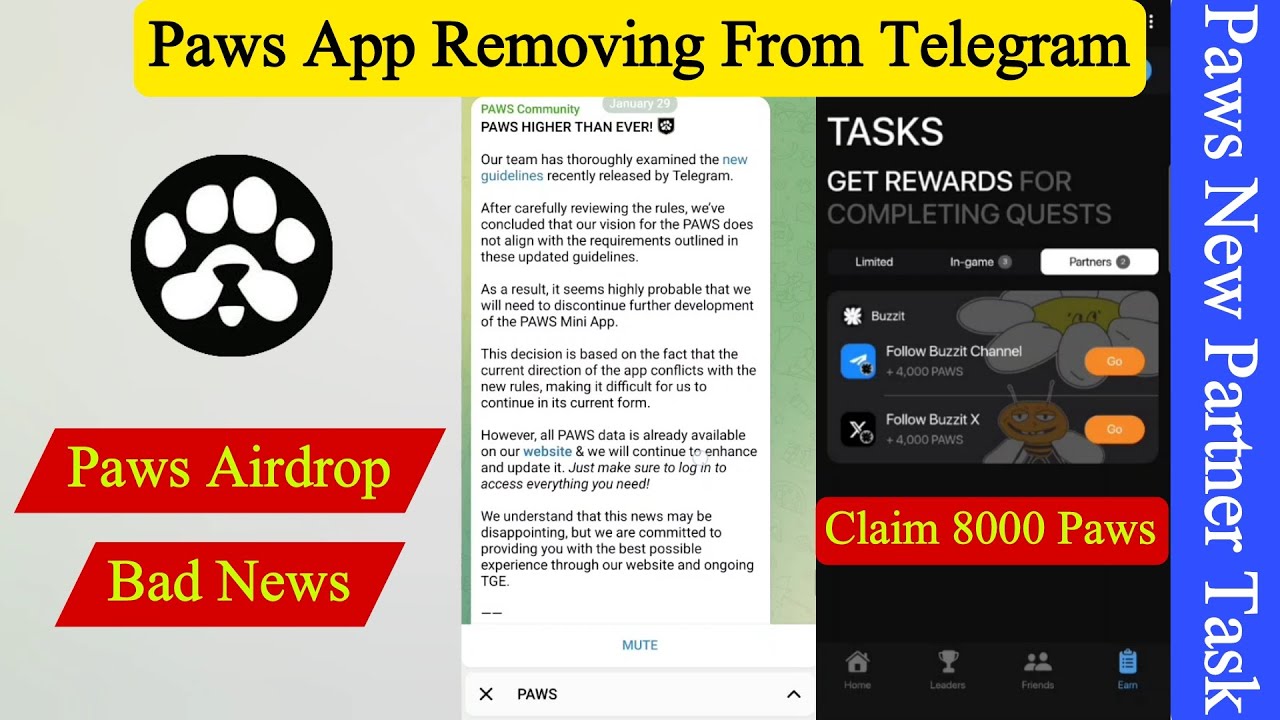 Paws Removing Their Mini App From Telegram | Paws New Update | Paws New ...