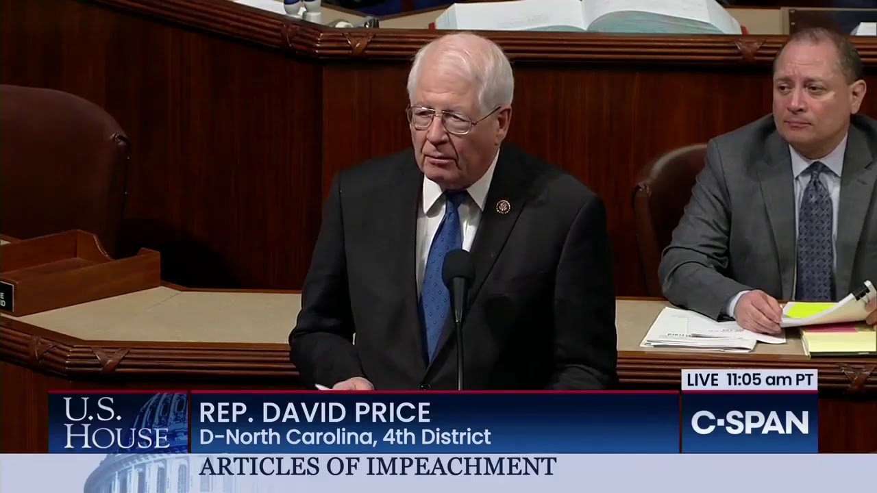Congressman David Price Impeachment Floor Remarks - YouTube