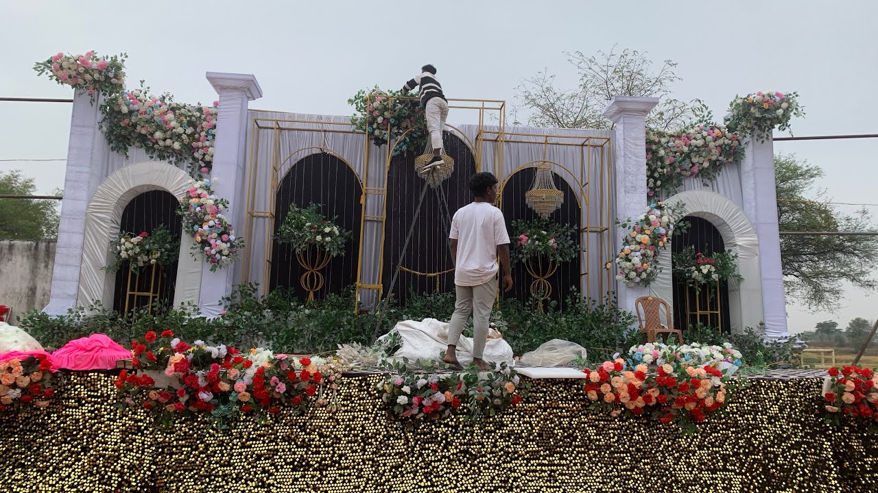 ARYAN FLOWER DECORATION // new wedding stage decoration - YouTube