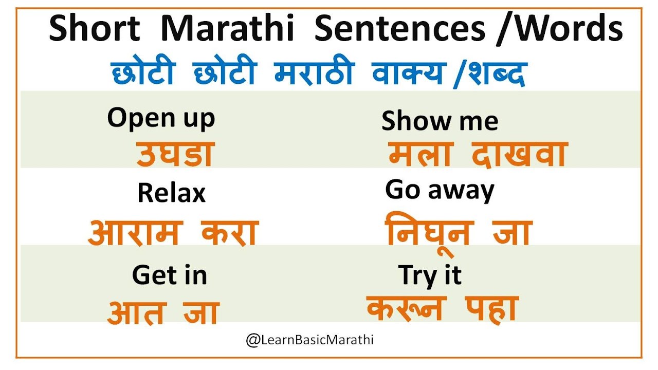 Daily Useful Shorts Marathi Sentences Words @learnbasicmarathi # ...