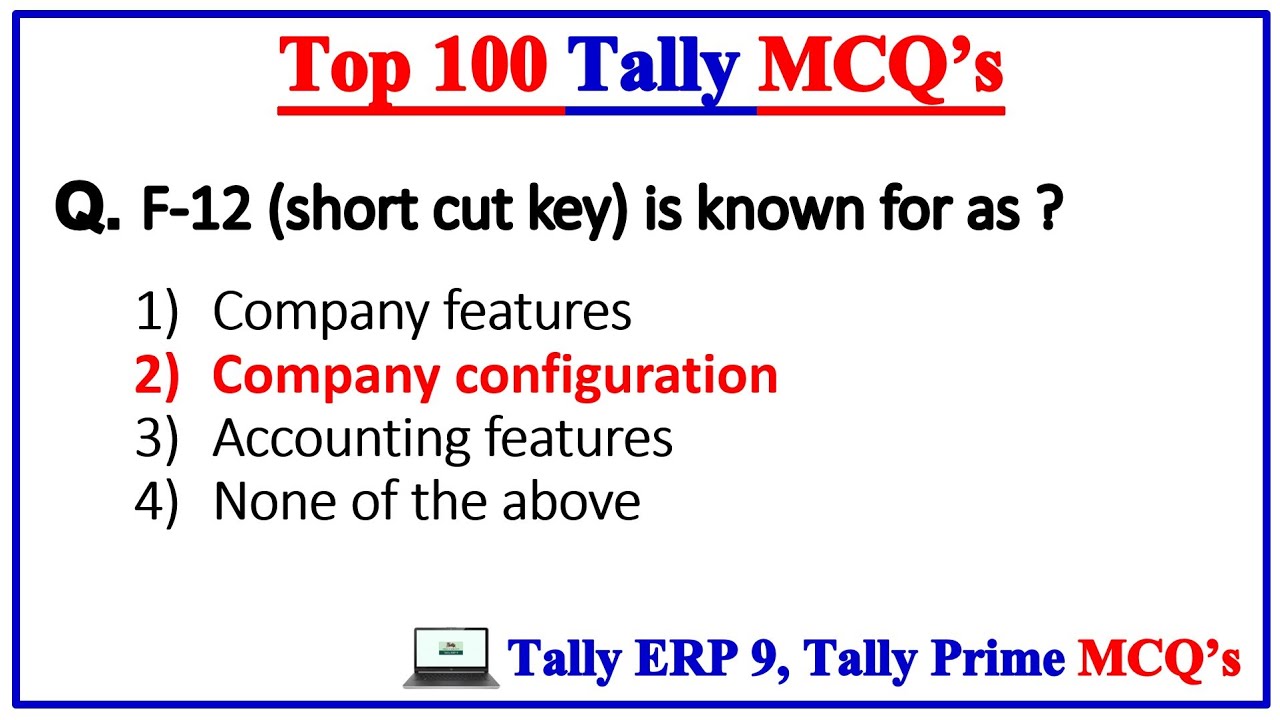 Tally MCQ | Top 100 Tally Mcq Questions and Answers | Accounts MCQ ...