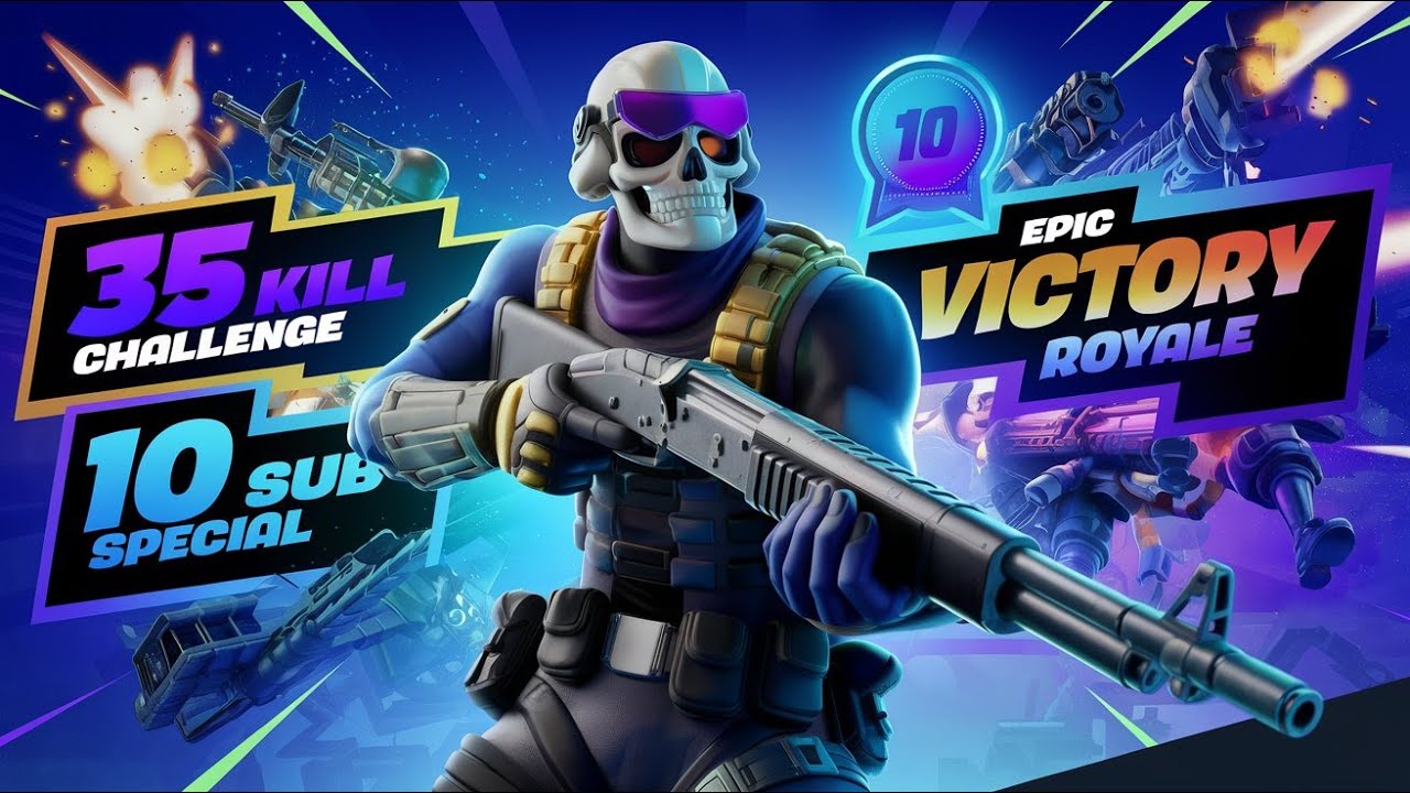 35 Kill Fortnite Challenge + 10 Sub Special - Epic Victory Royale - YouTube
