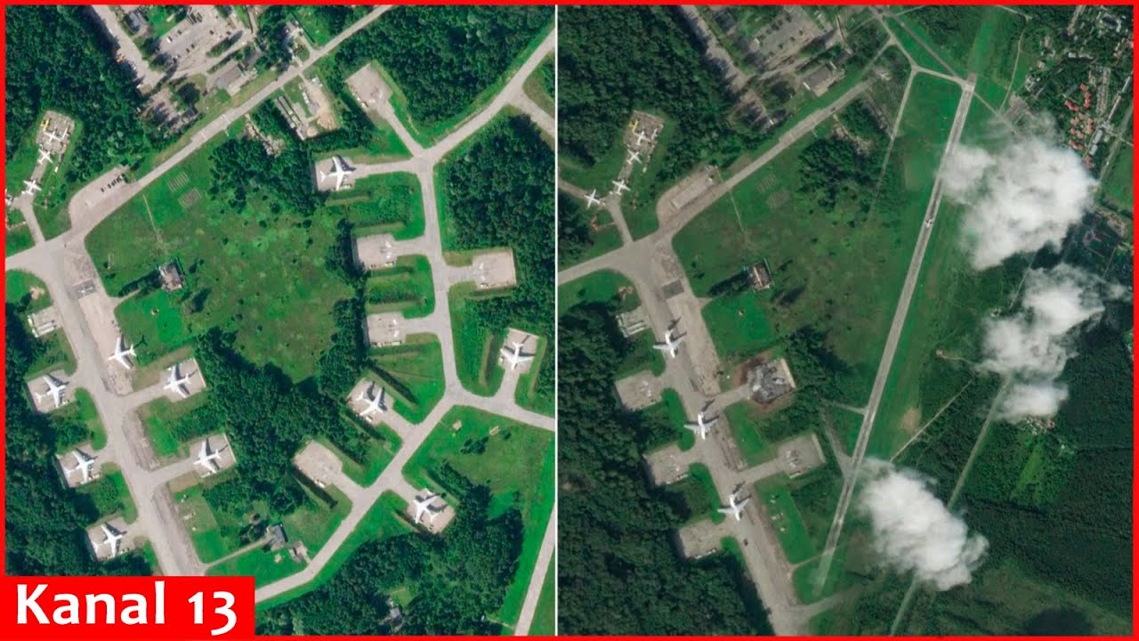 Satellite images of Russia airfield show damaged planes after Ukraine ...